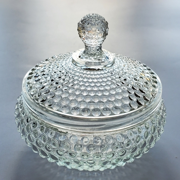 Storage & Organization | 4 12 Hobnail Clear Glass Vintage Powder Jar ...
